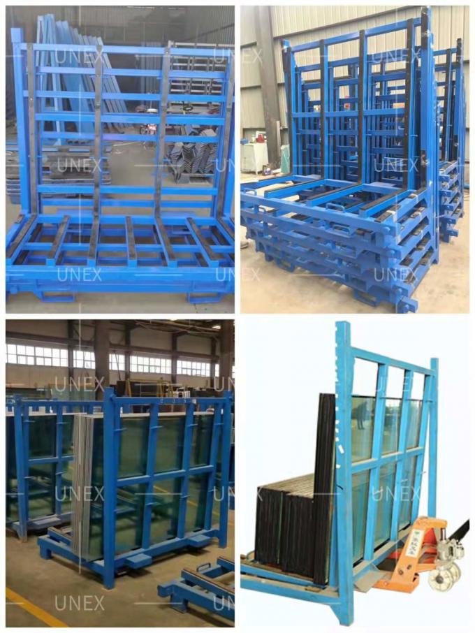 L Shape Metal Glass Storage Racks Transport For Glass Processing